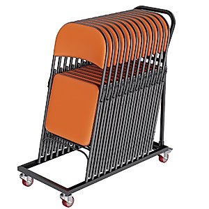 VEVOR Folding Chair Dolly, 39"L x 21"W x 42.9"H L-Shaped Steel Vertical Storage Cart, Multi-Function Chair Cart with 4 Casters 12 Chairs Capacity for Flat Stacking Plastic Resin & Wood Chairs, Black