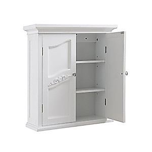 Teamson Home Versailles Removable Wooden Wall Cabinet with 2 Shelves, White