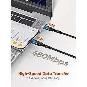 CableCreation Short USB C to USB C Cable 60W, USB C Cable 1FT 2-Pack Fast Charging Cord, Double-Braided Type C to Type C Compatible with iPad Mini 6 iPad Pro Galaxy S23 Ultra S23 S22 and More, Blue