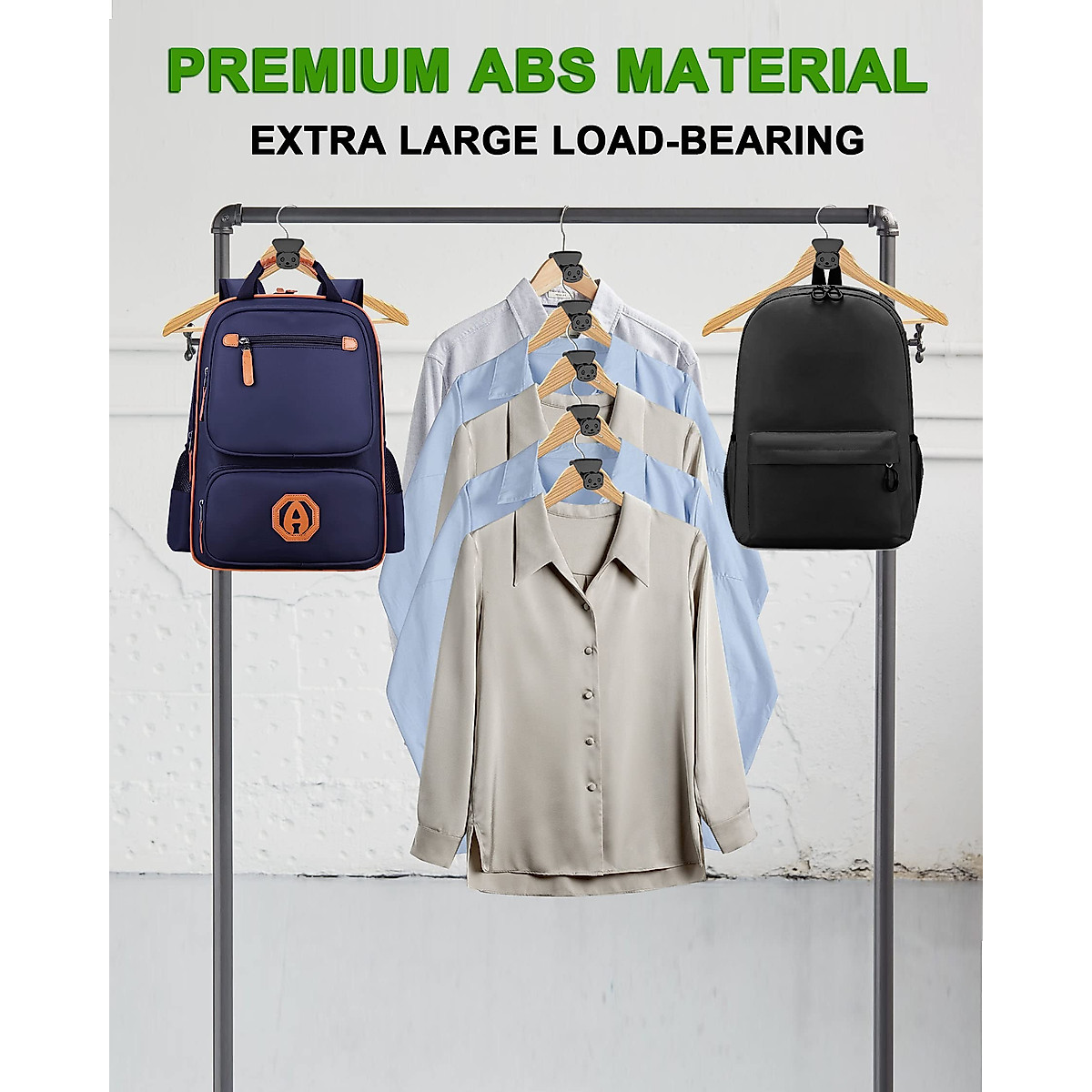 Space Saving Hanger Closet Organizer, Ultra- Premium ABS Hangers Hooks for Heavy Clothes Create Up to 5X Closet Space, Clips Fits All Hangers, College Dorm Room Essentials 18 Value Pack