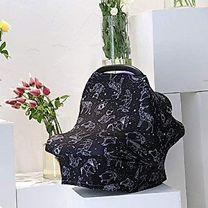 Wallfire Baby Nursing Cover, Multi-Function Breastfeeding Cover Baby Car Seat Canopy Stroller Cover Stretchy Nursing Cover - Constellation