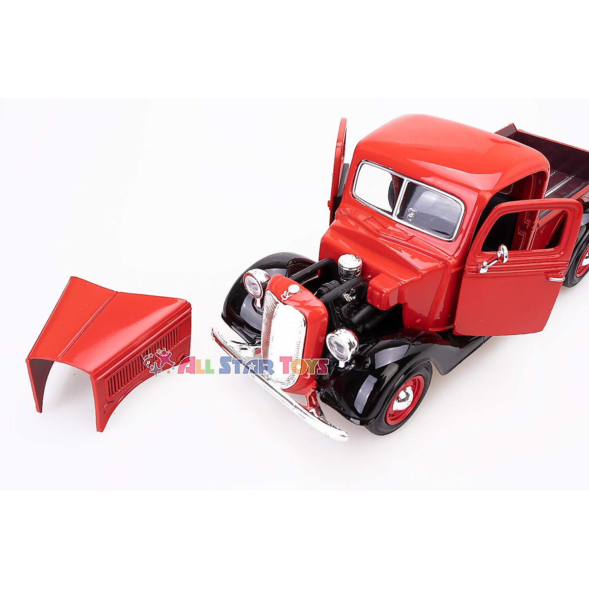 1937 Ford Pick Up Truck, Red With Black - Showcasts 73233 - 1/24 Scale Diecast Model Car by Motor Max