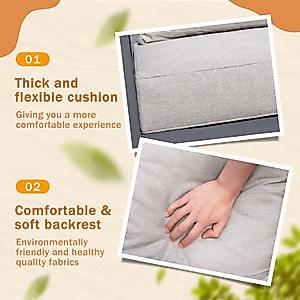 Greesum 4 Piece Furniture Patio Lounge Conversation Set Solid Wood Armrest & Table Top Anti-Drop Thick Waterproof Cushion, Onesize, Light Beige