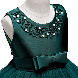 COMISARA Toddler Baby Flower Girl Dress Little Kids Birthday Prom Pageant Wedding Bridesmaid Party Performance Fancy Formal Princess Ball Gown Dresses Size 12M 18M (Green 80)