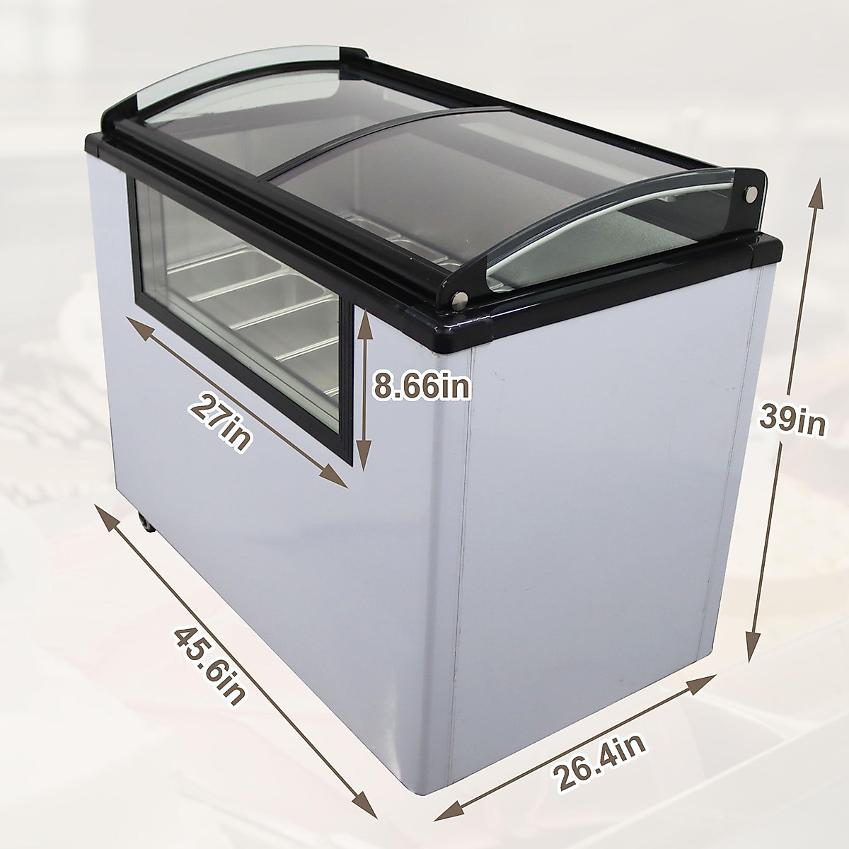 TECHTONGDA Gelato Freezer Commercial Ice Cream Chest Refrigerator Display Case Chamber Showcase Freezer With 12 Pan 170L 480W