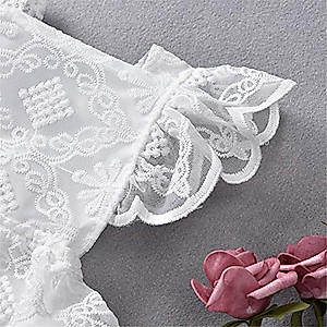 Baby Girl Lace Dress, Princess Dress Tulle White Party Wedding Summer Dress Clothes (White, 0-3Months)
