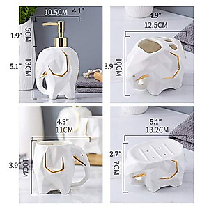 Agal Bathroom Accessory Set,Geometric Cute Elephant Soap Dispenser for Liquid Soap Or Lotion(Color : White soap Dispenser)