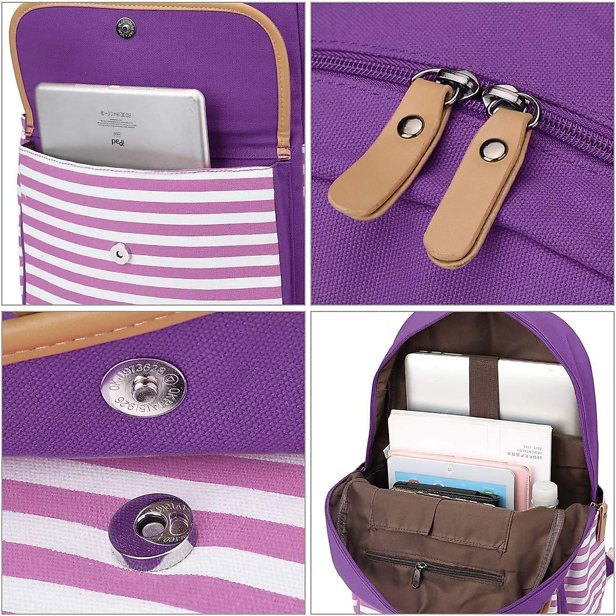 Backpack for Girls, Createy School Backpack Bookbags Causal Travel Canvas Rucksack Laptop Bag Canvas Girls Backpacks with Lunch Box and Pencil Case for Teens