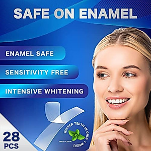 Teeth whitening Strips for Tooth White: 28 Sensitivity Free Whitening Strips - Peroxide Free - 14 Treatments for Teeth whitening - Professional and Safe Teeth whitening Strips
