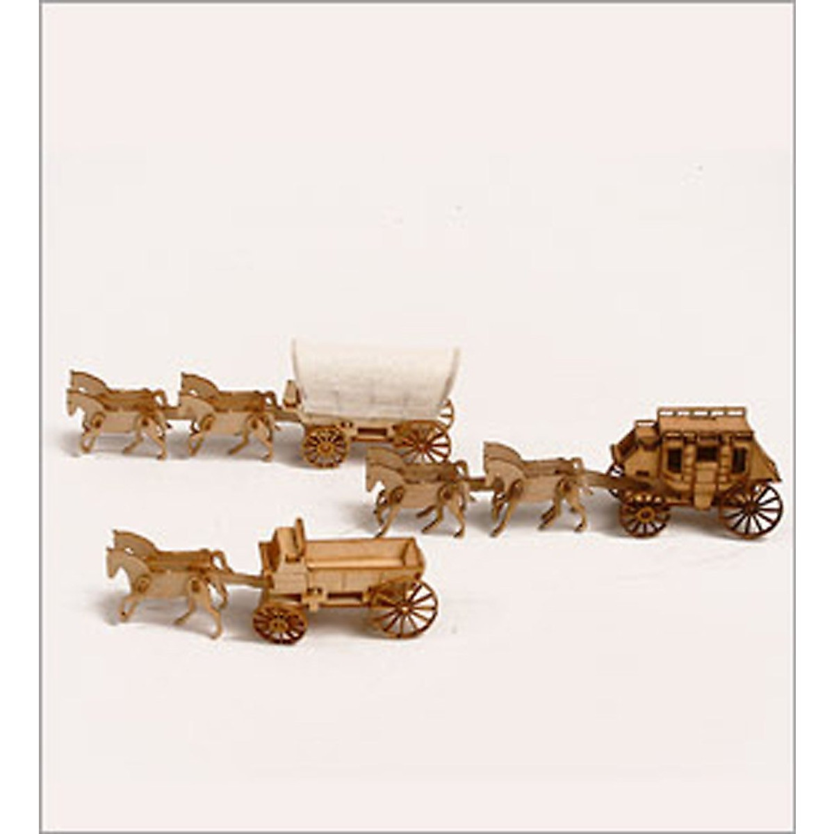 Desktop Wooden Model Kit Western Wagon Set