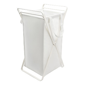 Yamazaki Home Laundry Hamper Clothes Basket Liner | Steel + Cotton, Medium, White