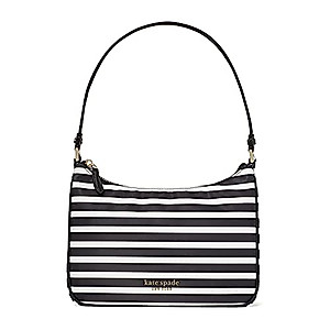 Kate Spade New York New Nylon Watch Hill Stripe Small Shoulder Bag Black/Clotted Cream One Size