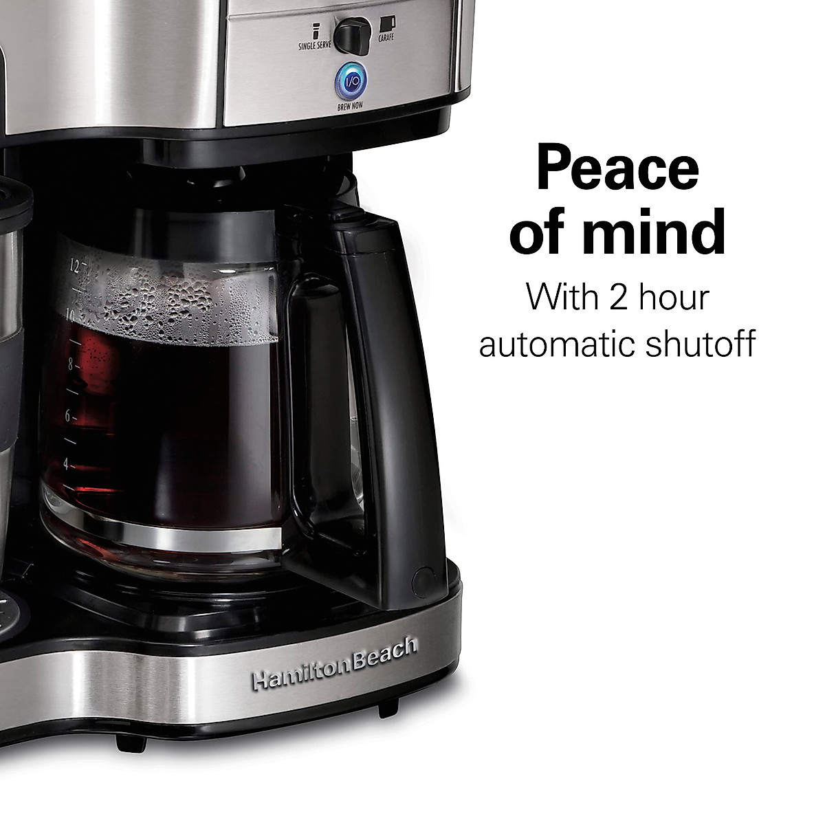 Hamilton Beach (49980A) Single Serve Coffee Maker and Coffee Pot Maker, Programmable, Black/Stainless Steel (Renewed)