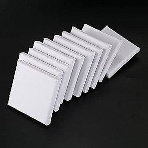 10 Pack Canvas Panels 6" x 6" Square 15CM 100% Cotton White Blank Stretched Canvas Boards for Painting Craft Drawing Small Acrylics Canvas Art Board Acrylic Oil Paint DIY Kids Children Adults
