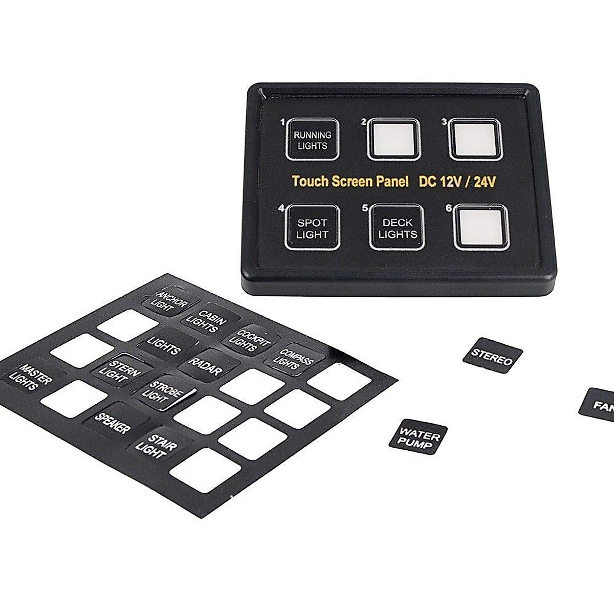 12V/24V 6 Gang LED Capacitive Touch Control Screen Switch Panel Slim Box With 15Pin VGA Tranmission Cable for Car Marine Boat