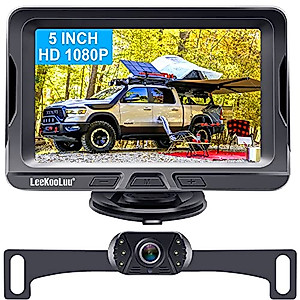 LeeKooLuu Backup Camera Kit HD 1080P 5 Inch Monitor Rear View Cam for Car Truck Van Camper Clear Night Vision Durable Waterproof G1