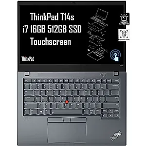 Lenovo ThinkPad T14 S (T14s) 14" FHD Touchscreen Business Laptop (Intel Core i7-1165G7, 16GB RAM, 512GB SSD) 14-Hr Battery, Backlit, FP, Thunderbolt 4, Webcam, 3-Year Warranty, Win 10 / Win 11 Pro
