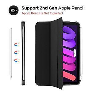 ProCase Smart Case for iPad Mini 7 A17 Pro 2024/iPad Mini 6 2021 8.3 Inch iPad Mini 7th/6th Gen Case, Hard Back Cover for iPad Mini 8.3" 7th Gen A2995/A2996/A2993/6th Gen A2567 A2568 A2569 -Black
