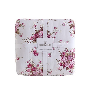 Shabby Chic® - Queen Comforter Set, Reversible Cotton Bedding with Matching Shams, Elegant Floral Home Decor for All Seasons (Bailey Blue, Queen)