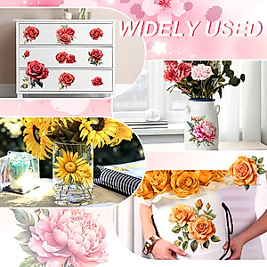 Cysincos Rub on Transfer for Crafts and Furniture,Iron on Transfers Stickers for Wood DIY Craft Supplies (Flowers-9 pcs)