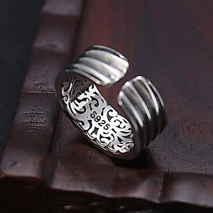 HLMIN Open Eye of God Ring for Men, Adjustable Vintage Crossbones Triangle Black Silver Engraved Eye of Seeing Ring Ring, Personalized All Seeing Ring Christmas Jewelry Gifts for Men Women