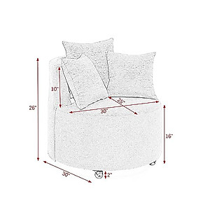 KEVINSPACE 30'' Small Swivel Barrel Chair, Comfy Round Club Chairs for Living Room Bedroom, Swivel Single Sofa with 4 Universal Caster Wheels Lounge Accent Chair Boucle Armchair White