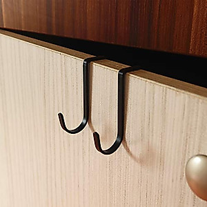 Dewell Multi-Use Over Cabinet Hook, 5 Pack, Stainless Steel, Over Door Double Hook for Drawer Cabinet, Closet, Fence, Kitchen and Bathroom, Black