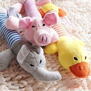 Dog Pet Puppy Plush Sound Chew Squeaker Squeaky Pig Elephant Duck Toys (Blue Elephant)