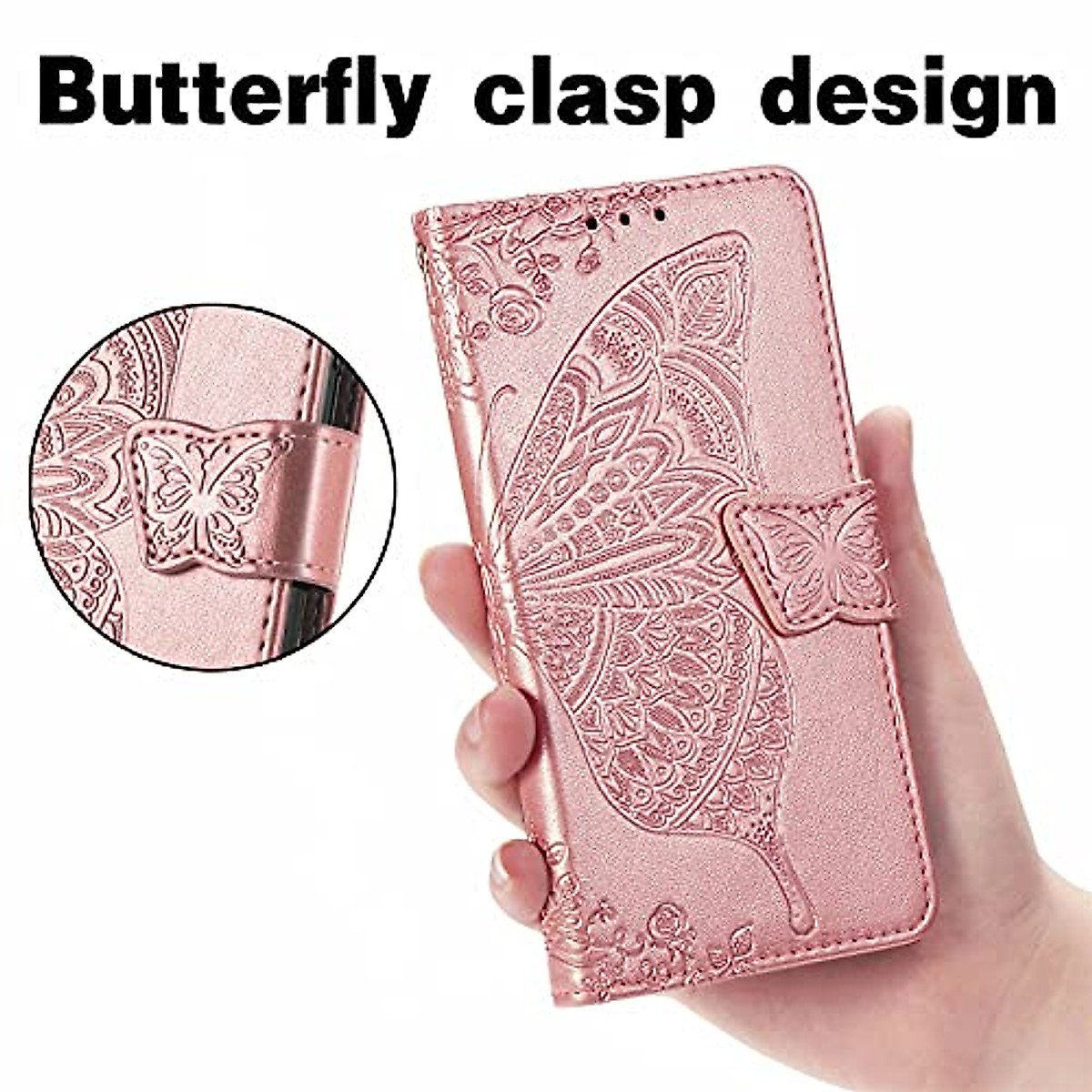 HUANGTAOLI Mobile Phone Case for Samsung Galaxy S9 Plus, Butterfly Embossed PU Leather Wallet Phone Cover for Samsung Galaxy S9 Plus