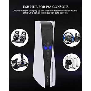 Joso USB Hub for PS5 with Glowing Eyes, High-Speed Expansion Hub Charger Splitter Adapter with 4 USB Ports + USB Adapter Cable, Multi-Platform Compatible with PS4, Mac OS, PC, Laptop, Plug and Play