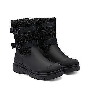 DREAM PAIRS Women's Waterproof Winter Snow Boots with Warm Comfortable Fur Lining, Anti Slip Rubber Mid-Calf Booties Outdoor, Sdsb2203W, Black, Size 10