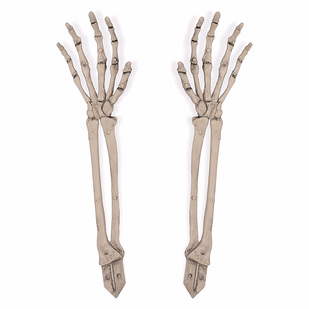 Beistle 2 Piece 17.5" Spooky Theme Plastic Skeleton Hand Yard Stakes Scary Halloween Lawn Decorations, Celebrating With You Since 1900, White/Gray