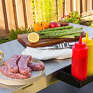 Nexgrill Outdoor Stainless Steel Food Preparation Cart with Double Shelf, 648 sq. in., Portable, Side Handle, Paper Towel and Trash Bag Holder, 4 Hooks, Backyard and Patio Barbeque Grill Cart