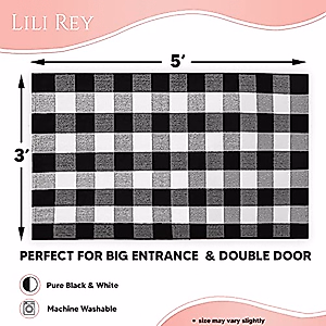 LILI REY Buffalo Plaid Rug – 3x5 Buffalo Plaid Outdoor Rug, Black and White Outdoor Rug, Outdoor Rug 3x5, Front Porch Rug, Buffalo Check Outdoor Rug, Black and White Checkered Rug, Plaid Door mat