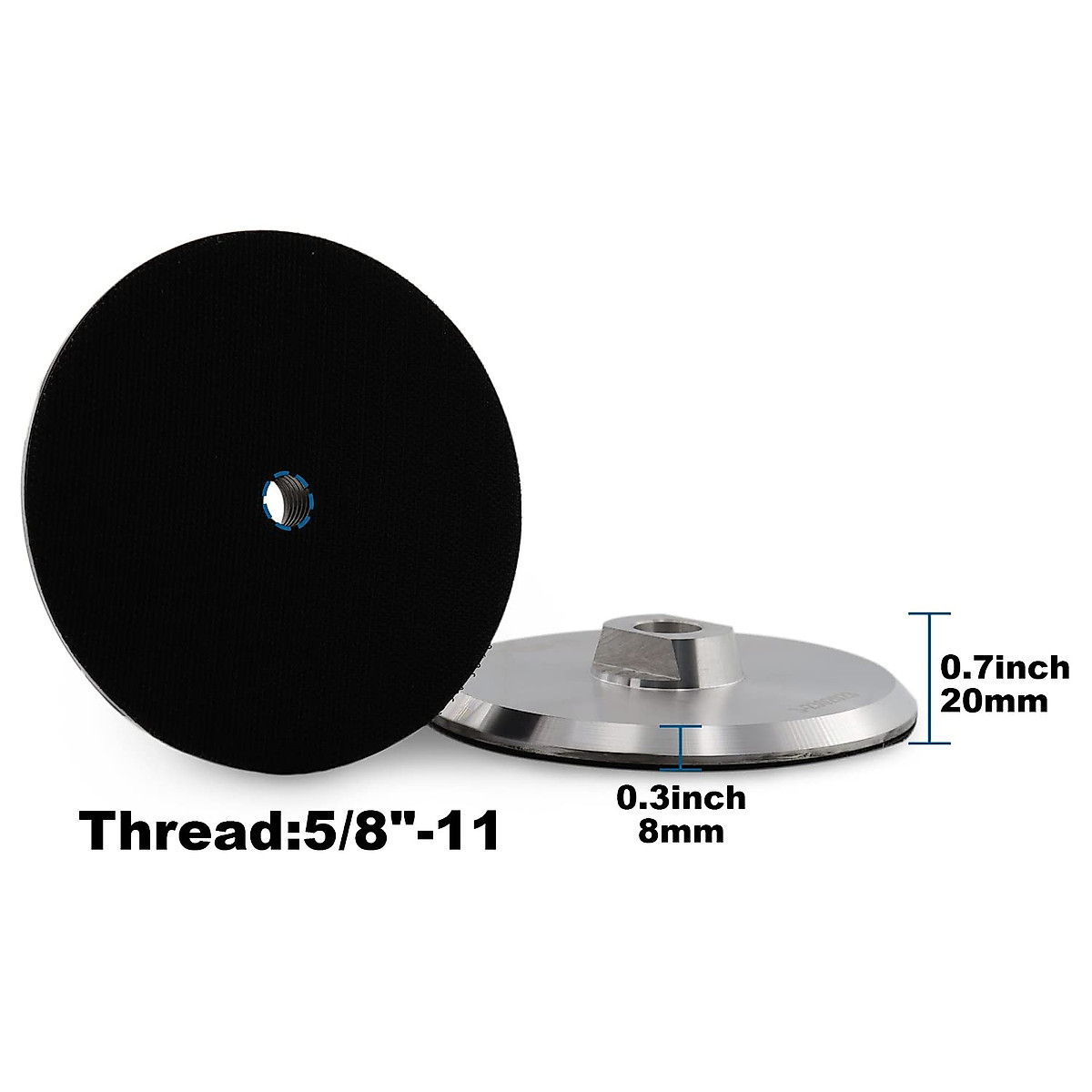 YDROWN 5 Inch Aluminium Backer Pad for Diamond Polishing Pad Holder Hook and Loop Connector 5/8-11 Thread (5 Inch)