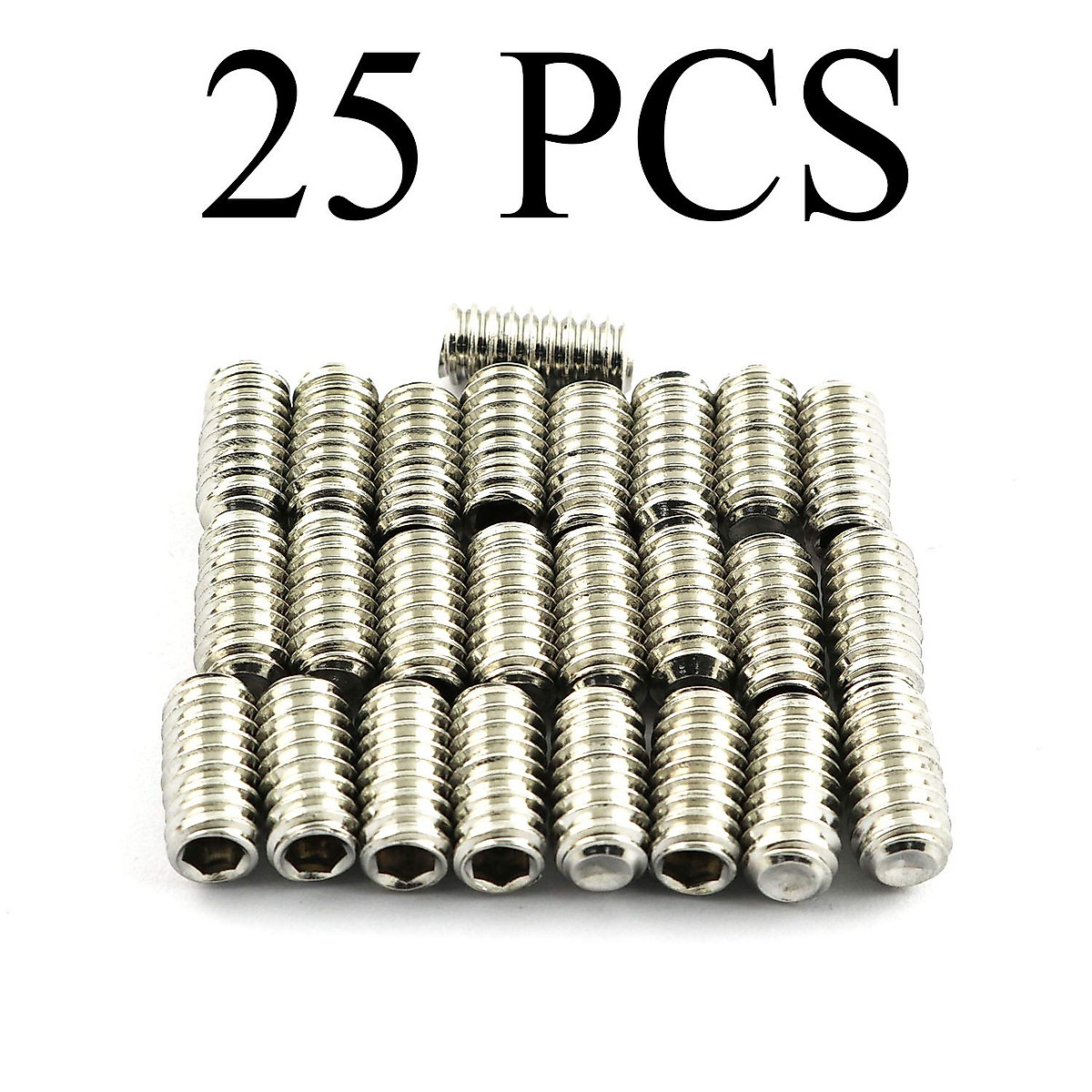 RuiLing 25PCS 1/4-20x1/2" Hexagon Hex Socket Set Screws 304 Stainless Steel Full Thread Cup Point Grub Screws