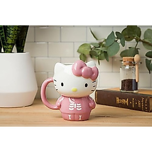 Silver Buffalo Sanrio Hello Kitty Halloween Spooky Pink Skeleton Costume Ceramic 3D Sculpted Mug, 20 Ounces
