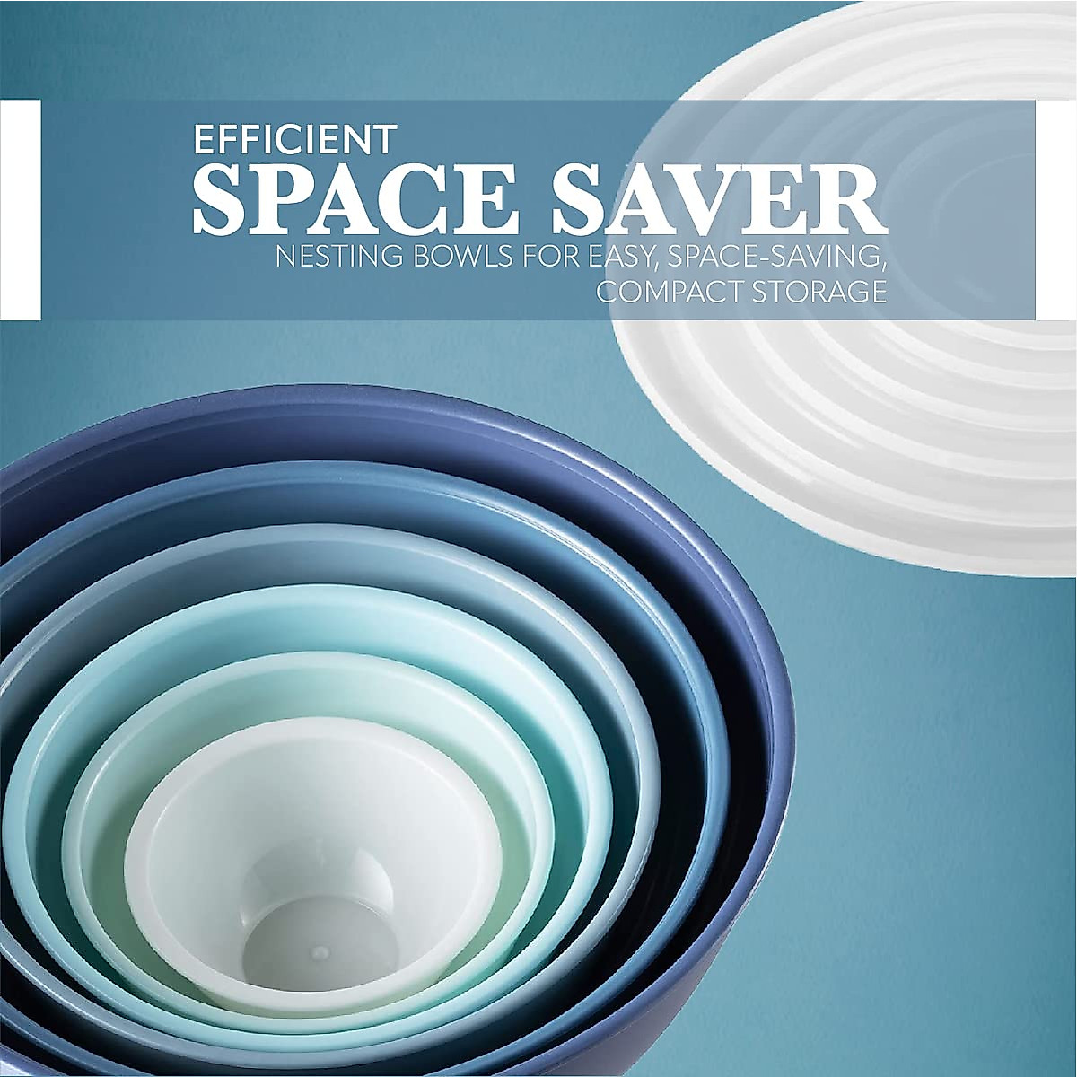 12 Piece Plastic Mixing Bowls Set, Colorful Nesting 6 Prep Bowls and 6 Lids - Color Food Storage for Leftovers, Fruit, Salads, Snacks, and Potluck Dishes - Microwave and Freezer Safe