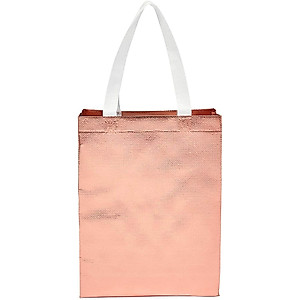 Sparkle and Bash Reusable Grocery Tote Bag for Shopping (Large, Rose Gold, 20 Pack)