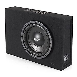 Pyle 10 Inch Subwoofer Box System - 500 Watts Powered Slim Bass with a Non-Pressed Paper Cone Perfect for Mount Car Truck Audio Subwoofer Enclosure, Rear Air Tight Seal Design