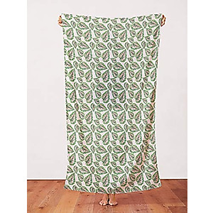 PBS Fabrics Modern Botanicals by Living Pattern, Quilter's Cotton by The Yard, Jungle Peach, Green