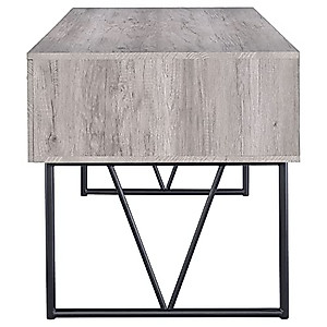 Coaster Home Furnishings Analiese Farmhouse 4 Drawer Home Office Writing Desk Black Metal Base Gray Driftwood