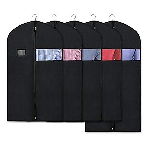 Zilink Garment Bag Suit Bags for Storage and Travel 43"/50" Suit Cover for Closet with ID Card Holder for Suit T-Shirt Coat Jacket Dresses (Set of 5)