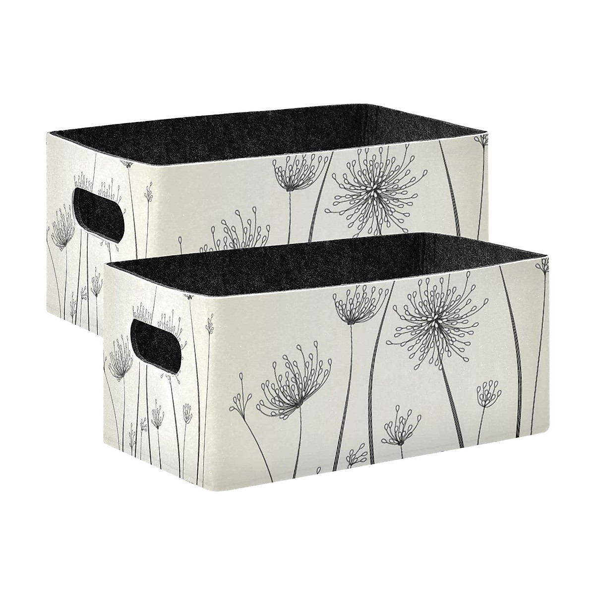 Kcldeci Dandelion Floral Home Foldable Collapsible Storage Box Bins Shelf Basket Cube Organizer Set of 2