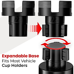 Integral Mug Integrator Expandable Mug Holder - YETI 14oz Rambler Cup Holder - Coffee Mug Car Cup Holder Expander with Adjustable Base - Rubber Tabs Hold Most Coffee Mugs Ramblers 10oz