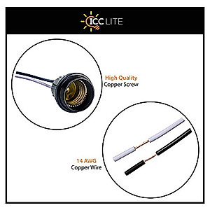 Follite Black Pigtail Temporary Light Socket (5 Pack 14AWG)