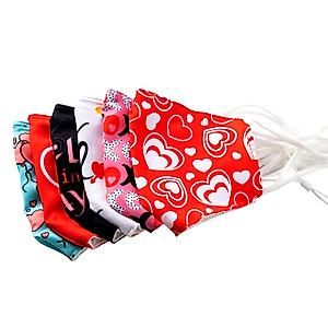 JOYIN 6 Pcs Valentine's Day Print Reusable Face Mask 3D Ergonomic with Adjustable Elastic EarLoop, Breathable Washable Dustproof Mouth Protector for Teens Adult Girls