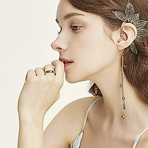 UUJOY 18K Gold Plated Cubic Zirconia Oval Cut Eternity Ring Engagement Ring for Women