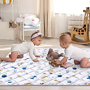 Premium Baby Play Mat 50" X 50", Thicken Foam One-Piece Crawling Mat, Non-Slip Cushioned Baby Playmats for Infants, Babies, Toddlers, Foldable and Machine Washable