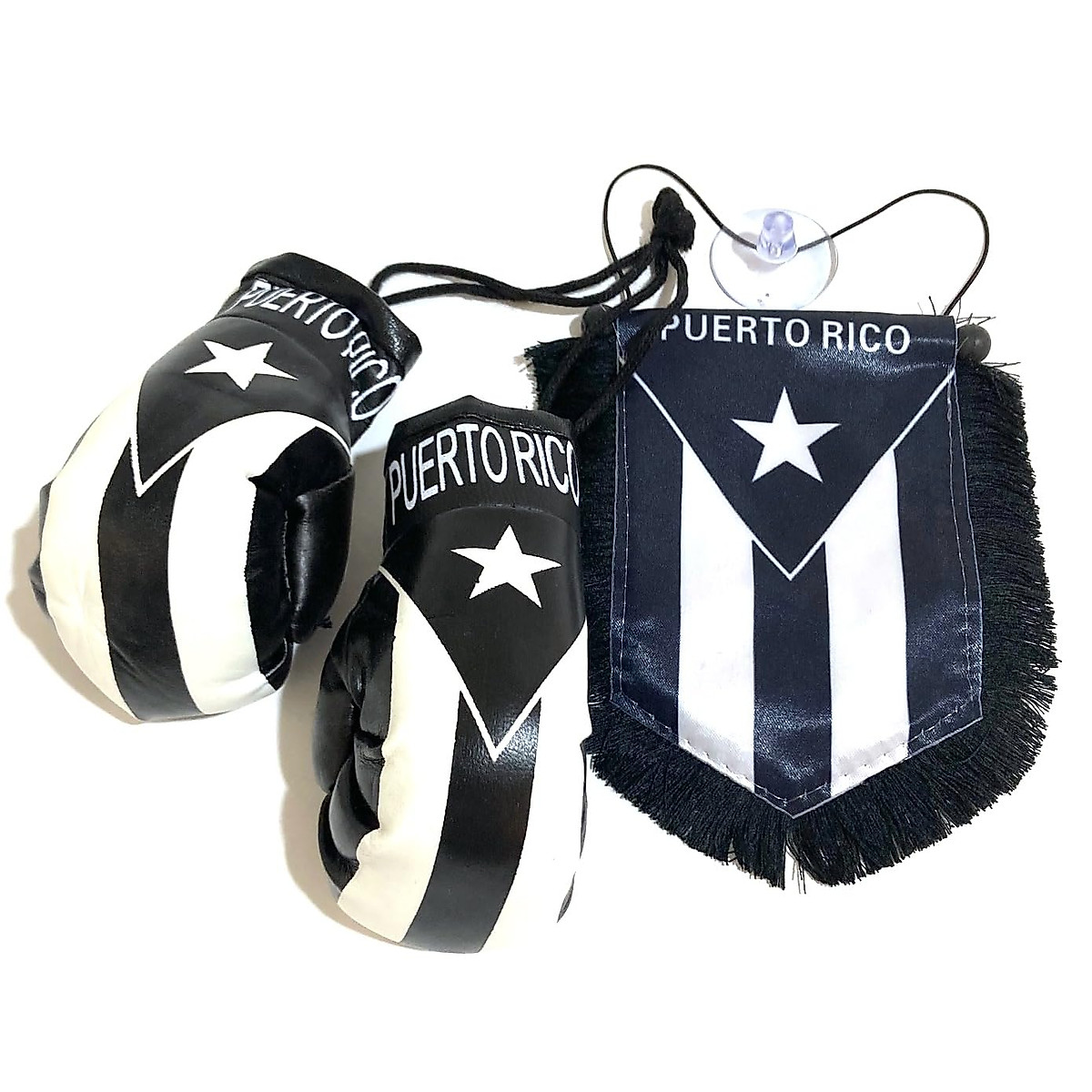 Puerto Rico, Boricua, Puerto Rican Style, 3pc Boricua Hookup, Puerto Rico Car Flags, Boxing Glove, Puerto rico car Flag